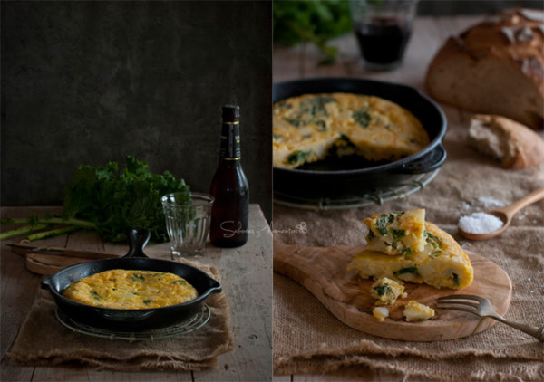 Tortilla de patatas con kale, la tradicional col rizada